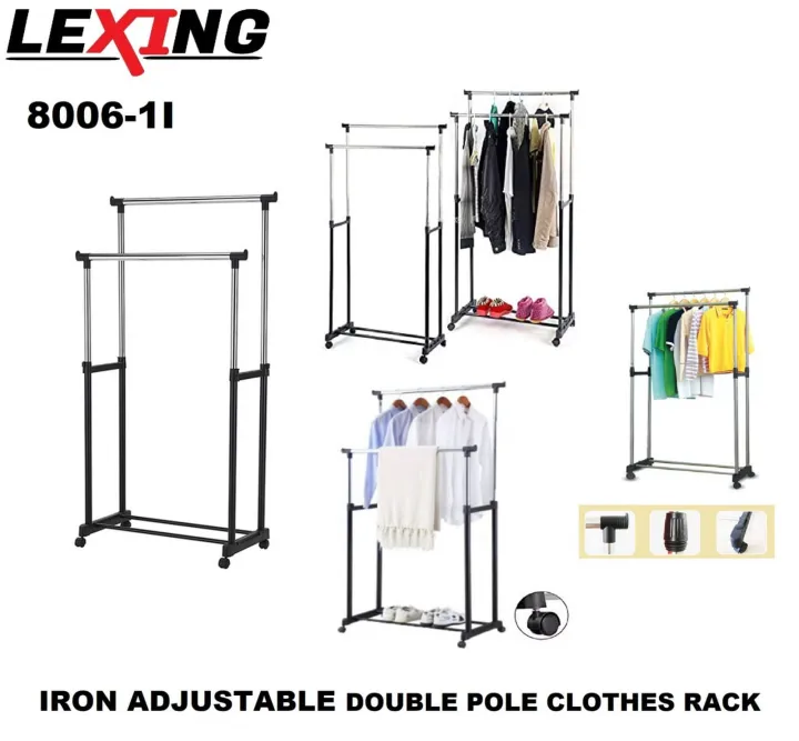 Double Pole Telescopic Clothes rack Good Quality Bar Clothes Hanger ...