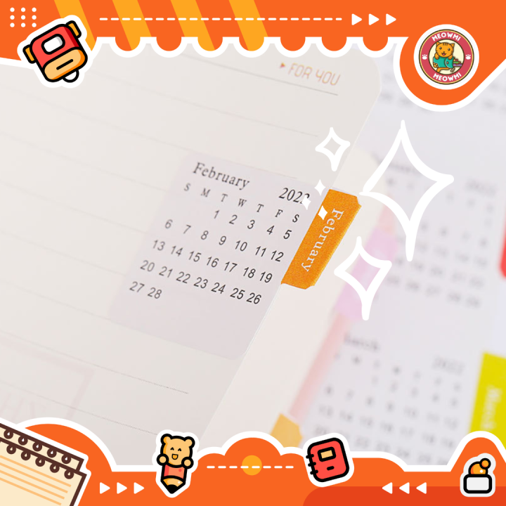 Sticker Kalender 2023-2024 Pastel Label Pembatas Halaman Buku Diary ...