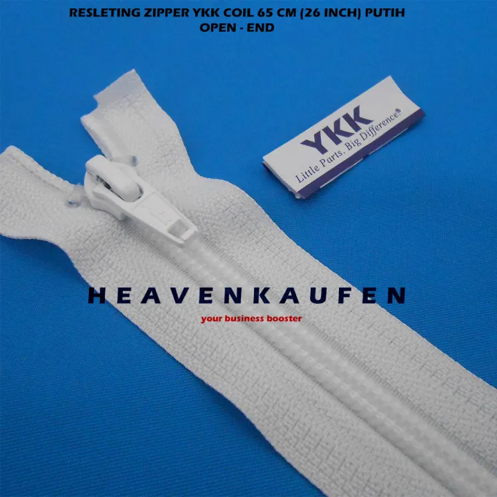 Resleting Zipper Jaket YKK Type Coil Gigi Halus 65 cm Atau 26 inch Warna Putih Set Open End Buka ...
