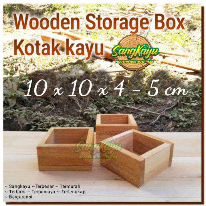 Wooden storage box 10x10 cm kotak kayu kotak tempat penyimpanan ...