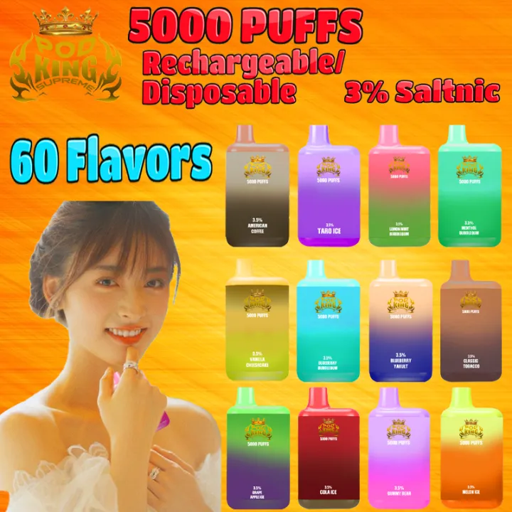 POD KING SUPREME Rechargeable Disposable PUFF PLUS 5000 Puffs ...