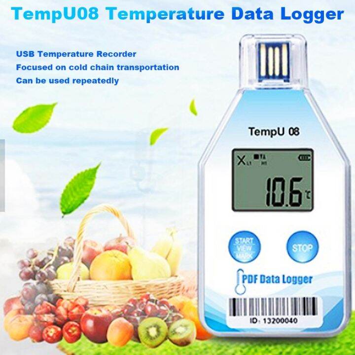 TempU08 Temperature Data Logger 32000 Capacity PDF Report Support Reuse ...