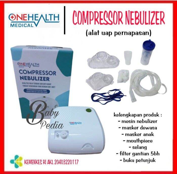ONEHEALTH COMPRESSOR NEBULIZER ALAT TERAPI UAP PERNAPASAN NEBULISER ...