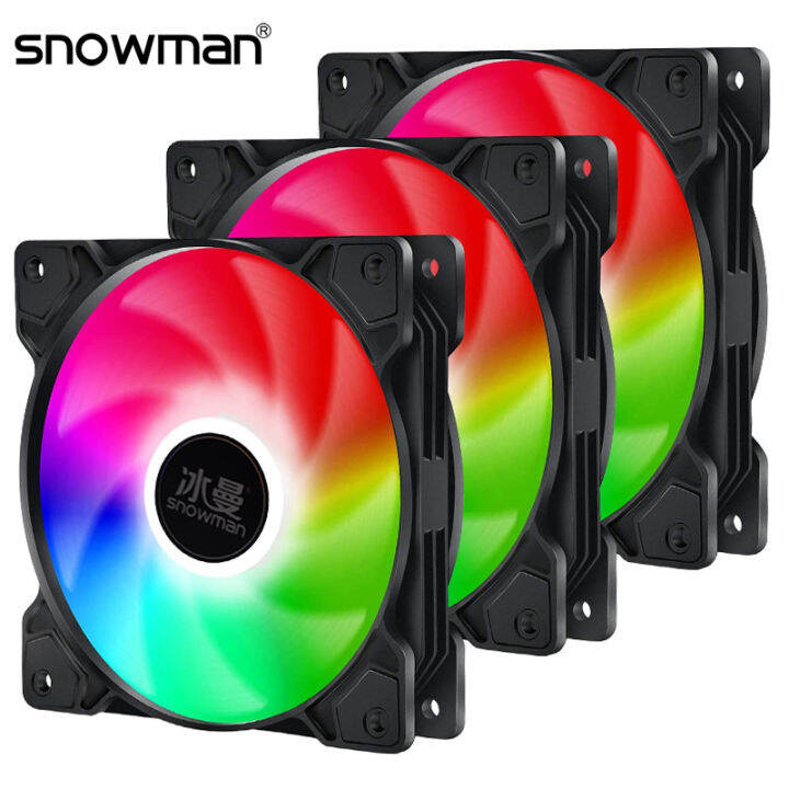SNOWMAN PWM 4 Pin RGB 120mm PC Case Fan Quiet 12CM Cooling Fan Silent ...