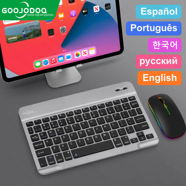 GOOJODOQ Bluetooth Keyboard For Tablet Smartphone Wireless Keyboard And ...