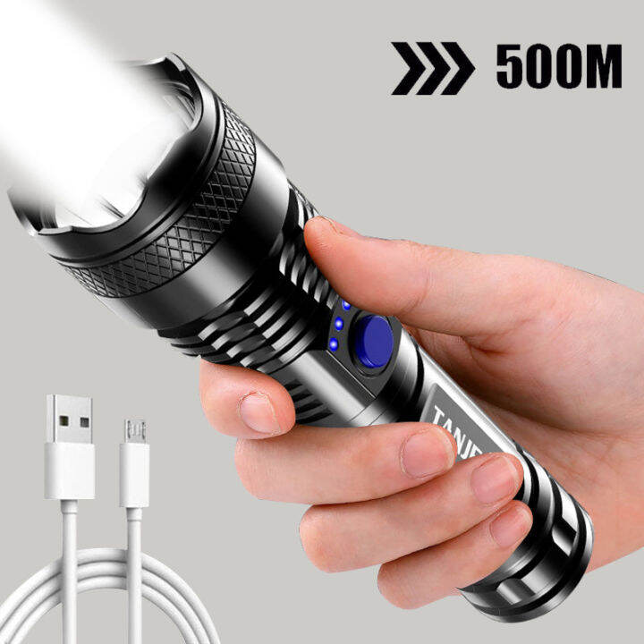ABS Flashlight Powerful Charged LED Light Torch Battery 3 Mode | Lazada ...