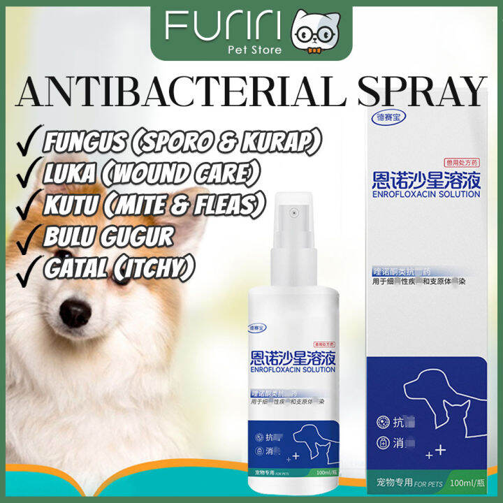 Furiri 100ml Pets Dog Cat Antibacterial Spray Bacteria Infection Itchy ...