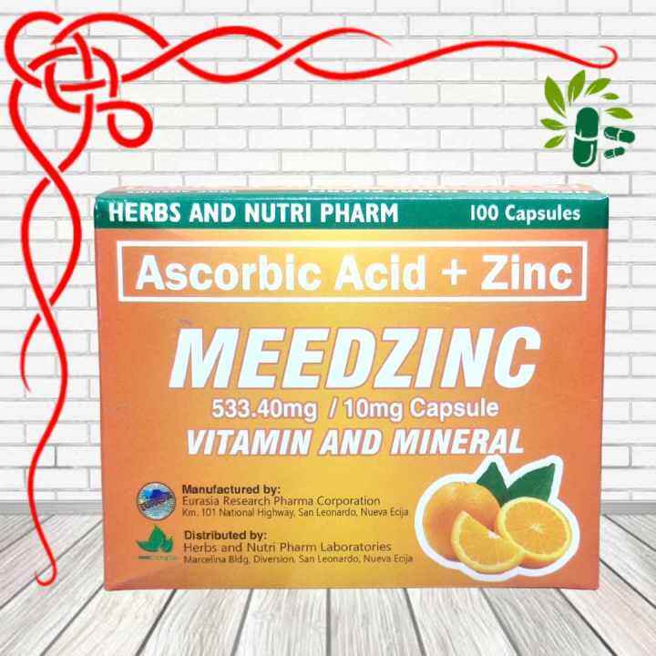 MEEDZINC (Ascorbic Acid + Zinc) 100 Capsules | Lazada PH