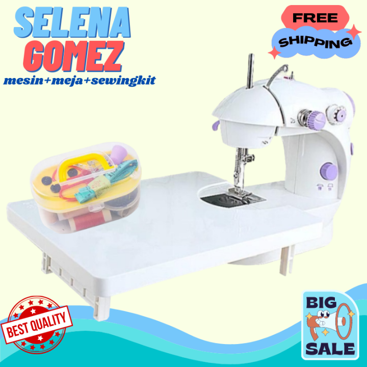 SG PAKET HEMAT 3IN1 Mesin Jahit Mini Portable 202 + Meja Tambahan + Set ...