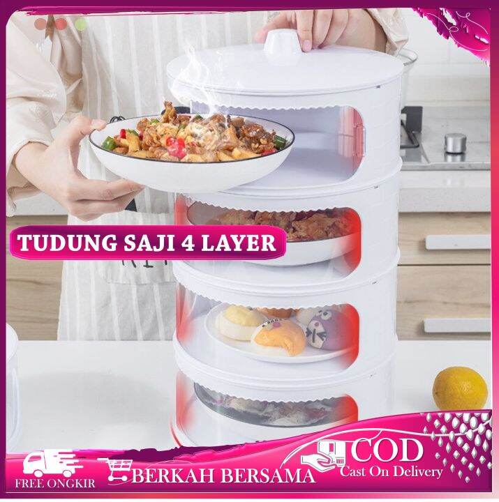 Tudung Saji 4 Susun / Transparent Stackable Food Insulation Cover ...