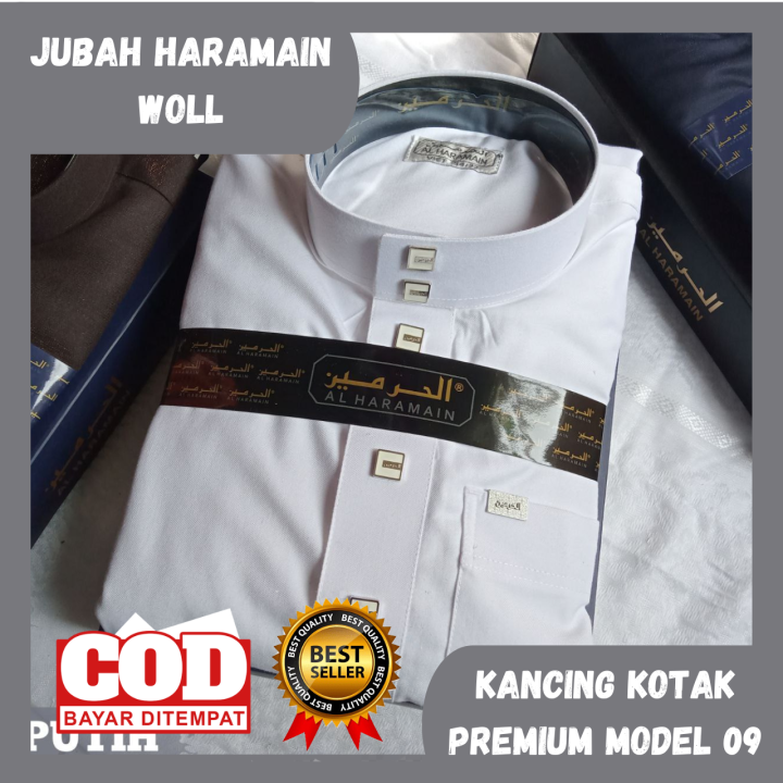 JUBAH/GAMIS AL HARAMAIN WOLL PUTIH PREMIUM KANCING KOTAK MODEL O9 ...