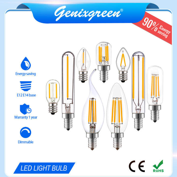 2W 4 W Led Filament Bulb E14 Warm White Tubular Candle Bulb Dimmable ...