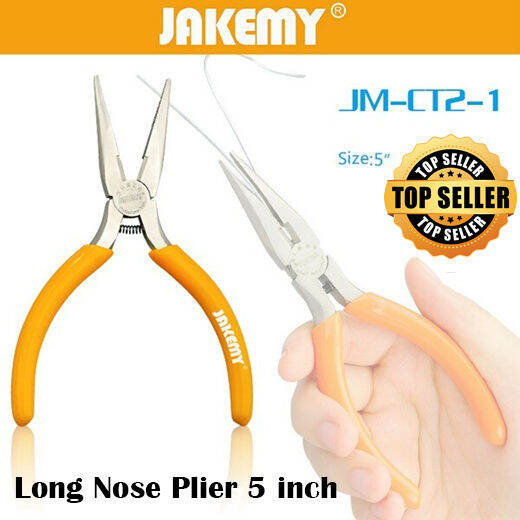 Jakemy Long Nose Plier 5 inch JM-CT2-1 Tang Lancip Needle Penjepit ...