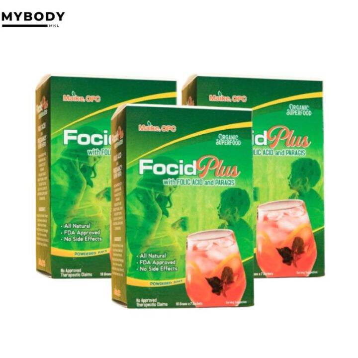 3 Boxes Focid Plus with Folic Acid Paragis Vit. C & D Supplements for ...
