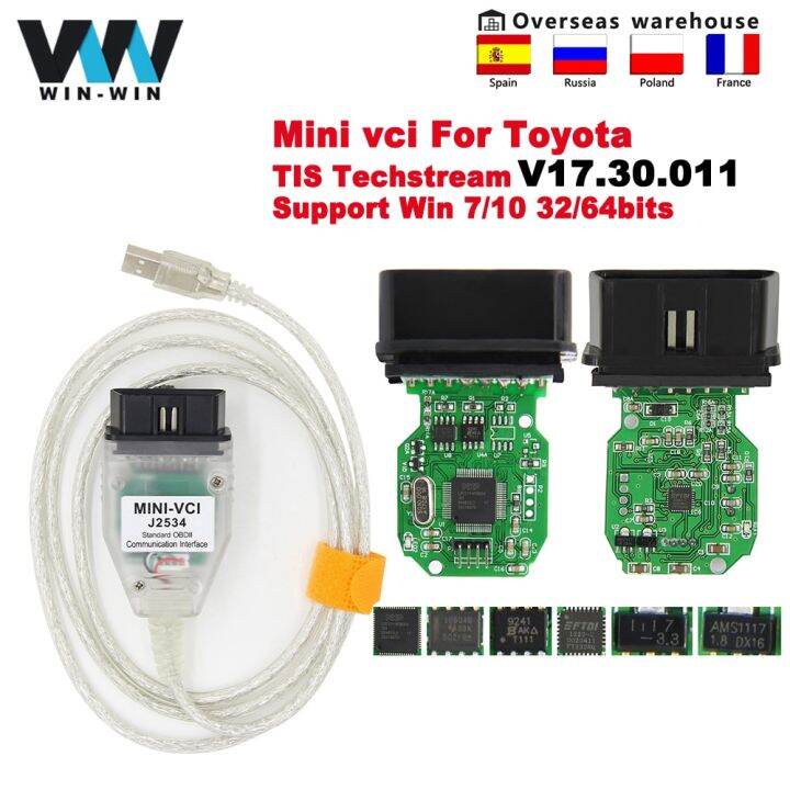 mini vci For Toyota TIS Techstream V17.30.011 minivci FTDI For J2534 ...