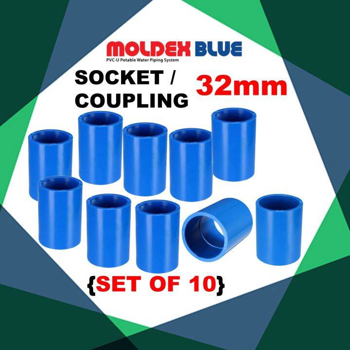 32mm (10pcs) PVC SOCKET / COUPLING MOLDEX BLUE PVC-U POTABLE WATER ...
