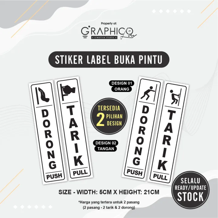 Stiker Dorong & Tarik Pintu (5x21cm) - Per/2 pasang | Lazada Indonesia