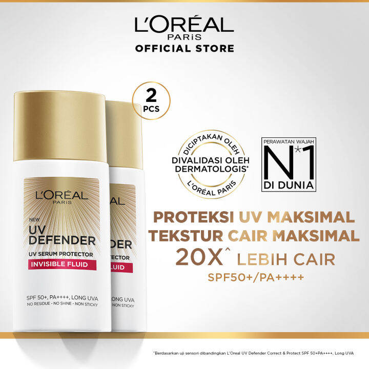 [PAKET HEMAT ISI 2] L'Oreal Paris UV Defender Invisible Fluid Sunscreen SPF50+ PA++++ Skincare ...