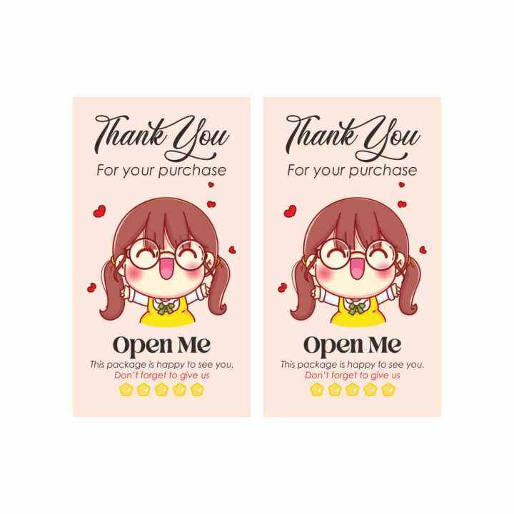 Stiker Open Me Label Thank You Sticker Stiker Segel Box Packaging ...