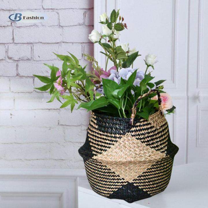 B-F 1 Pcs Lipat Buatan Tangan Penyimpanan Keranjang Anyaman Rotan ...