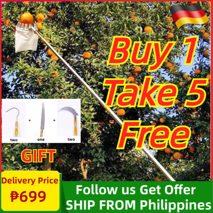 Yoqu Fruit Picker with Long Pole Artificial Adjustable Rod Stainless ...