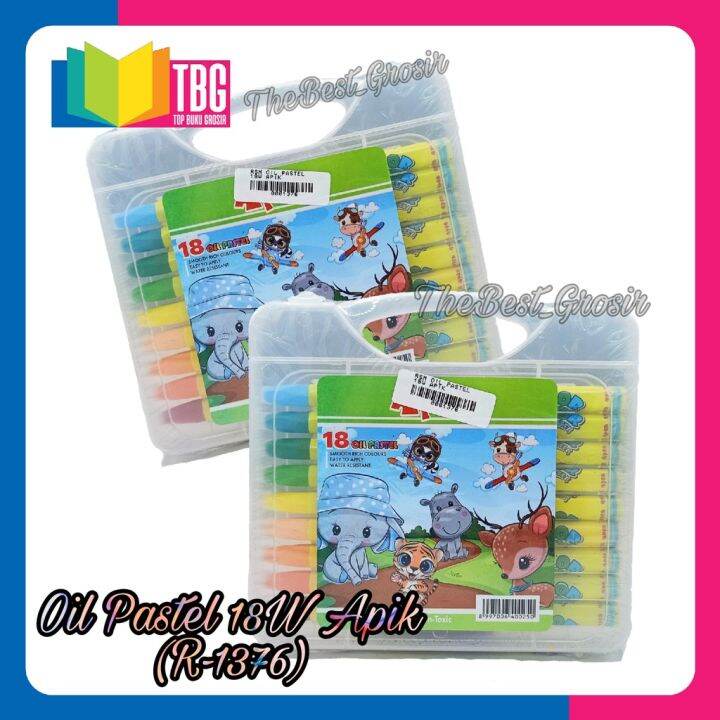 1 SET (18 WARNA) OIL PASTEL 18W APIK (R-1376) / KRAYON / ALAT MEWARNAI ...