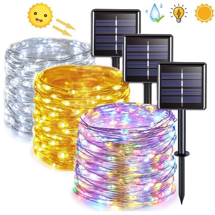 100 Led outdoor solar Led string lights 10 meter wreath flower Led ...