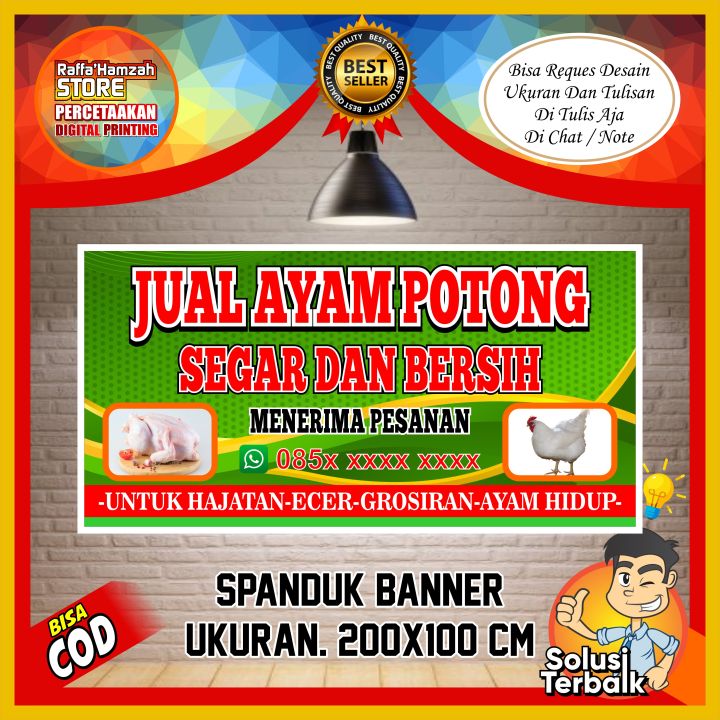 Spanduk Banner Jual Ayam Potong terbaru custom 200x100 cm / banner Jual ...
