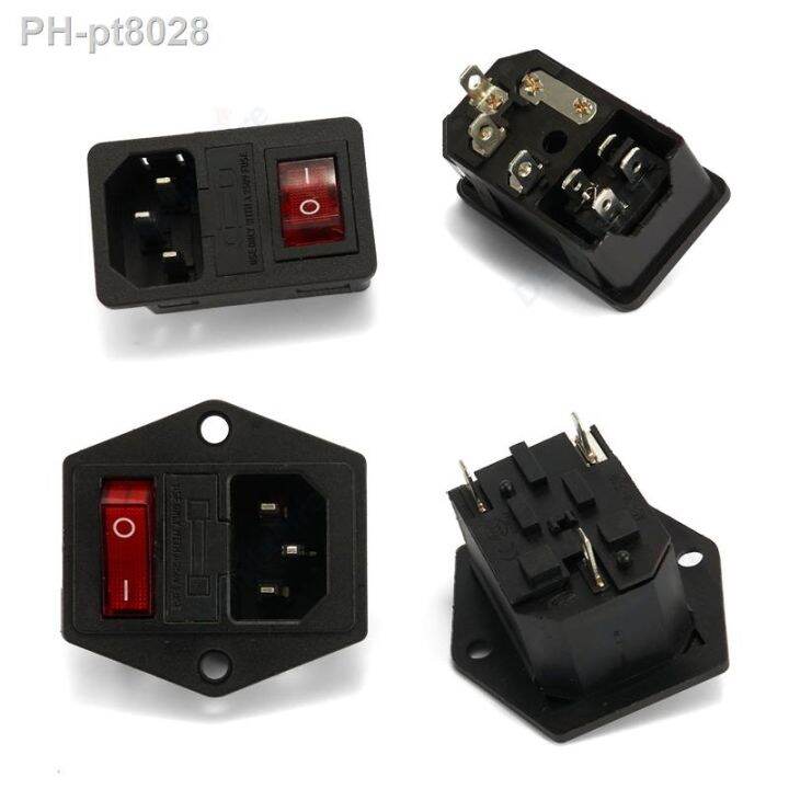 ☢ ☍ IEC320 C13 C14 AC Electrical Socket With Rocker Switch 10A Fuse ...