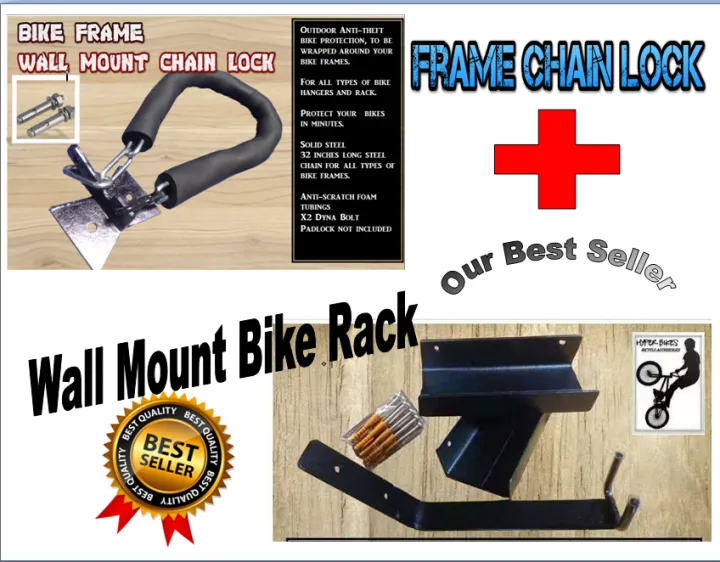 COD Anti theft bike frame chain lock + 2 wheel holder + 1 pedal hook ...