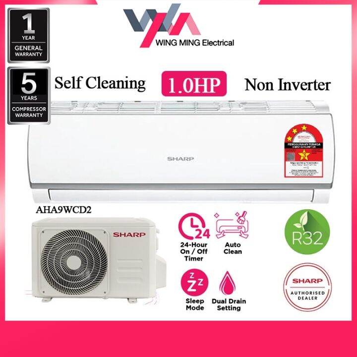 Sharp AHA9WCD2 1.0HP R32 Non-Inverter Air Conditioner | Lazada