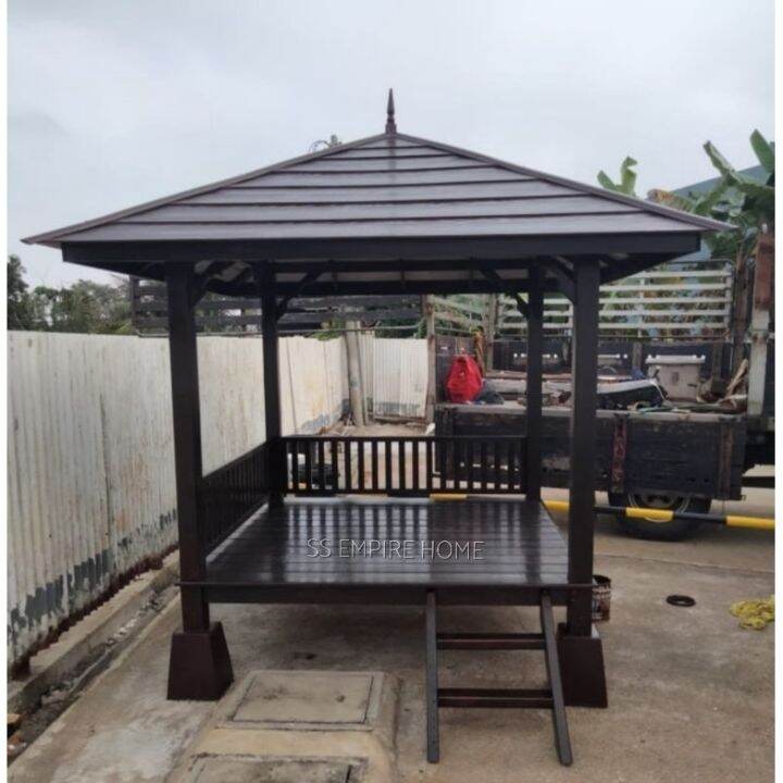 [INSTALLATION] Gazebo 6x6 Single Roof Cengal Wood Pondok Kayu Handmade ...