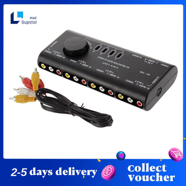 4 in 1 Out AV RCA Switch Box AV Audio Video Signal Switcher Splitter 4 ...