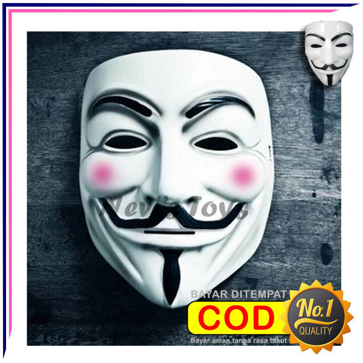 Topeng Anonymous / Hecker / Toys / hitam gold , putih, Merah Putih ...