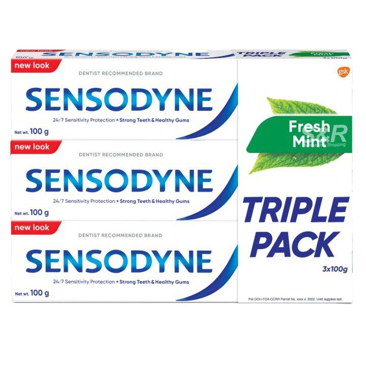 Hot Sensodyne Fresh Mint Toothpaste for Sensitive Teeth Triple Pack 100 ...