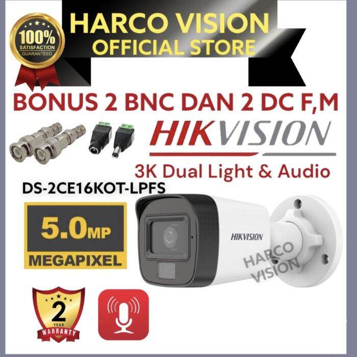HIKVISION DS-2CE16K0T-LPFS 5MP 3K DUAL LIGHT AUDIO FIXED CCTV CAMERA | Lazada Indonesia