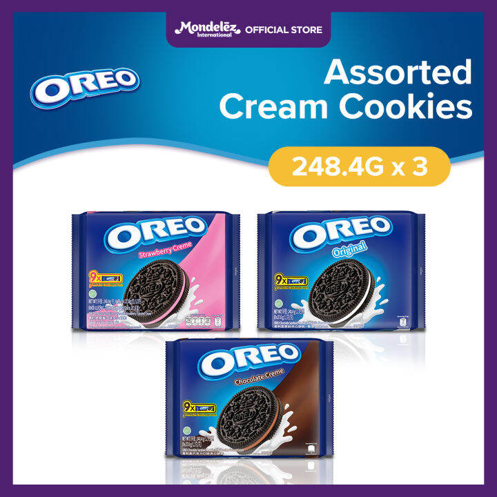 Oreo Multipack Bundle - Vanilla Cream 248.4g, Chocolate Cream 248.4g, and Strawberry Cream 248 ...