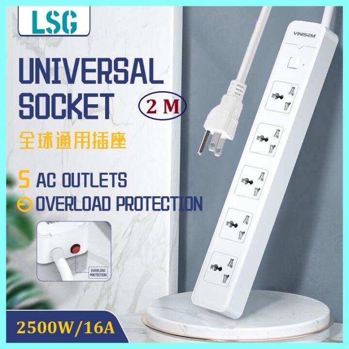 [LSG] Extension Wire Outlet With 5 Gang Universal Socket Heavy duty ...