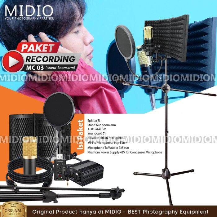 Midio Paket Zoom & Meet Mic Professional LGT240 MC03 Podcast Karaoke ...