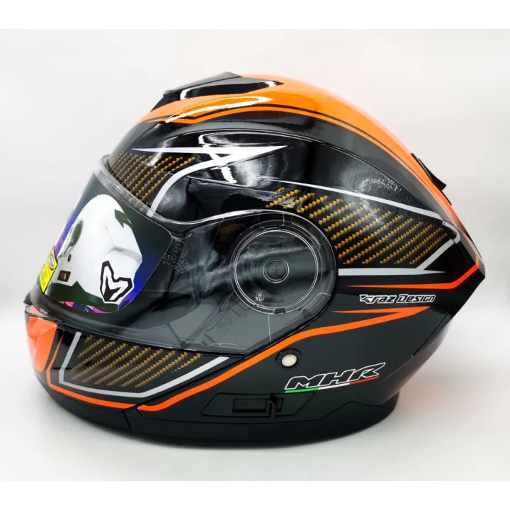 [COD]MHR Racing Full Face Fluorescence Orange Double Visor Flip Up ...