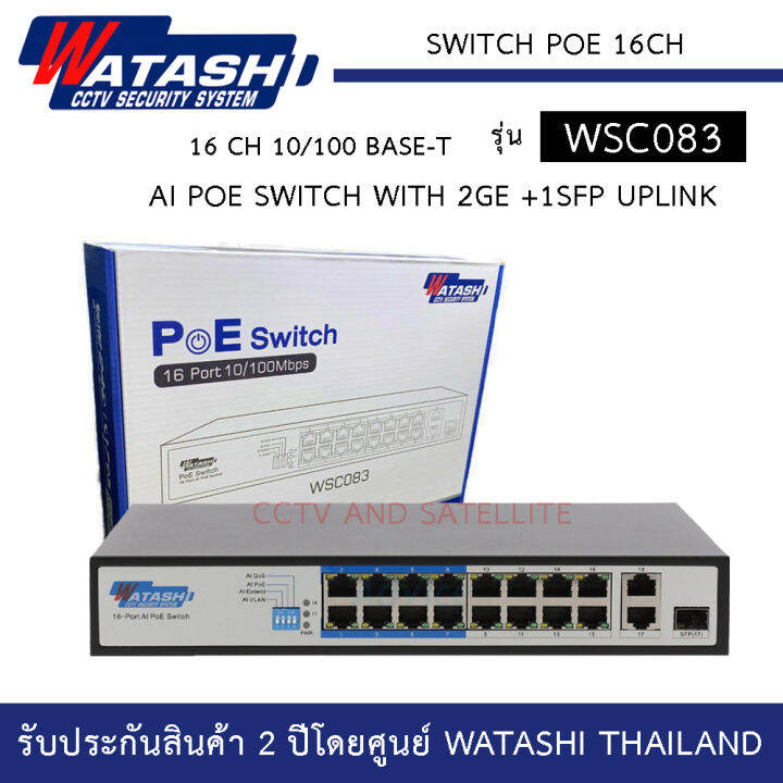 Switch POE 16ch รุ่น WSC083 16 Port AI PoE Switch with 2GE +1SFP Uplink ...