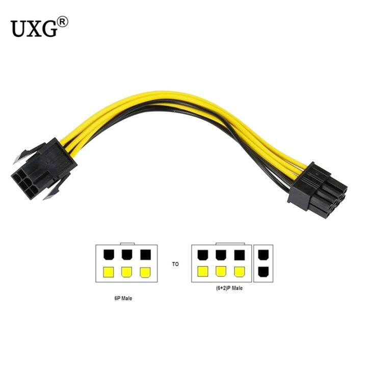 6 Pin Feamle to 8 Pin Male PCI Express Power Converter Cable CPU Video ...