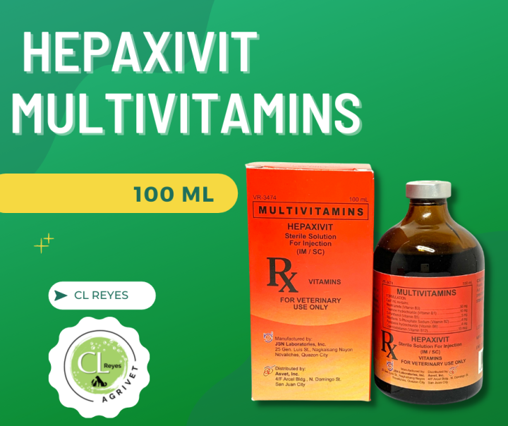 [CL REYES AGRIVET] HEPAXIVIT Multivitamins 100mL Sterile Solution for ...