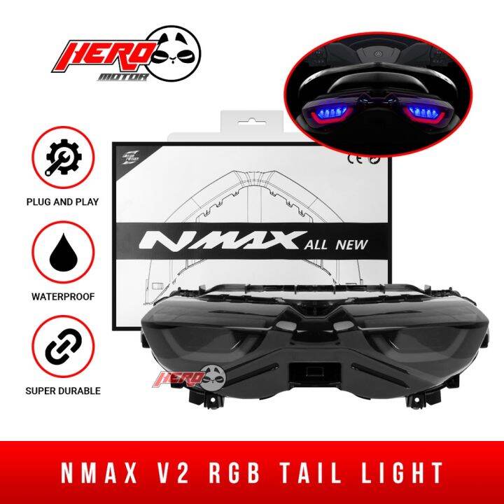 led light Nmax v2 Tail Light RGB Smoke Flowing LED Lighting Plug And ...