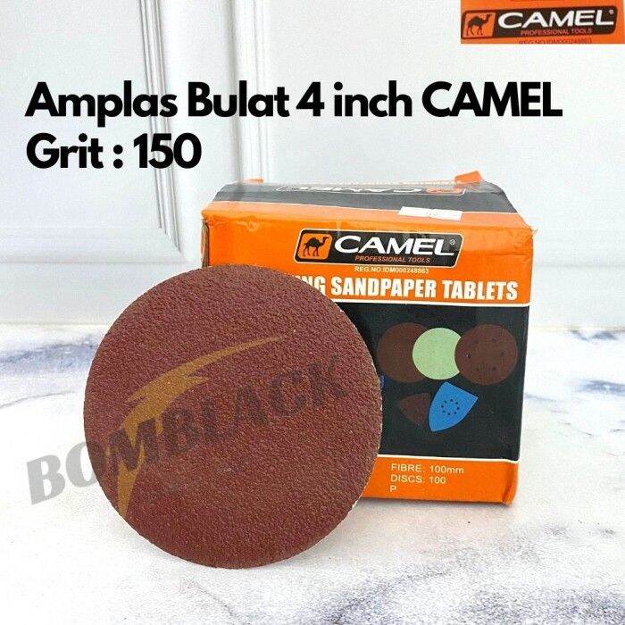 CAMEL Amplas Bulat 4 inch Grit 80 x 100 x 120 x 150 Kertas Hamplas ...