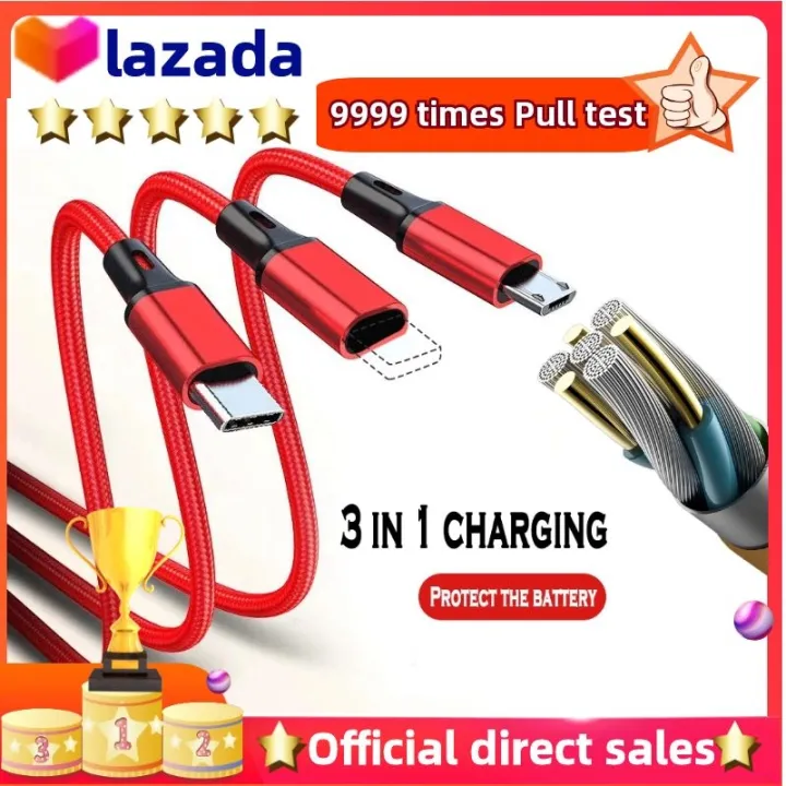 data cable 3 in 1 Original one for three 3A fast charger cable Applicable to Android/Apple/TYPE ...