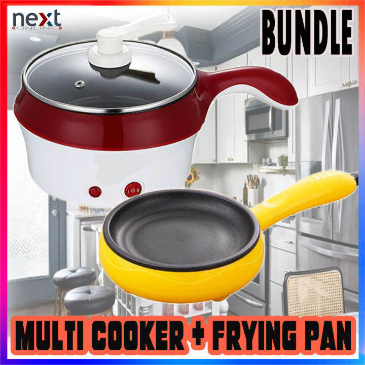 (BUNDLE) 1.2L Mini Multi Cooker Stainless Steel Grade Frying Pan Rice ...