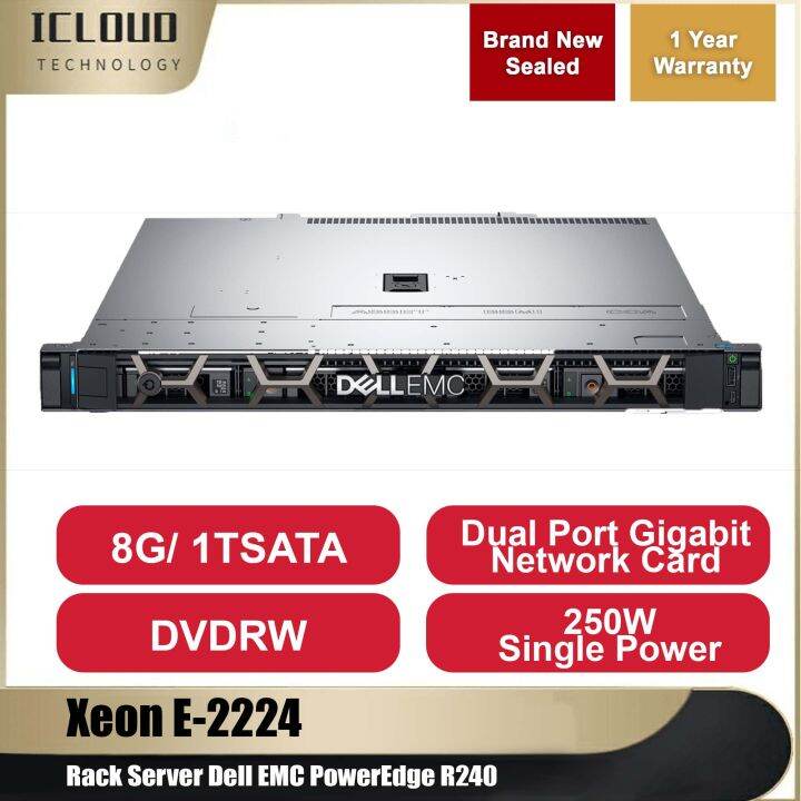 Rack Server Dell EMC PowerEdge R240 Xeon E-2224(4 cores and 4 threads 3 ...