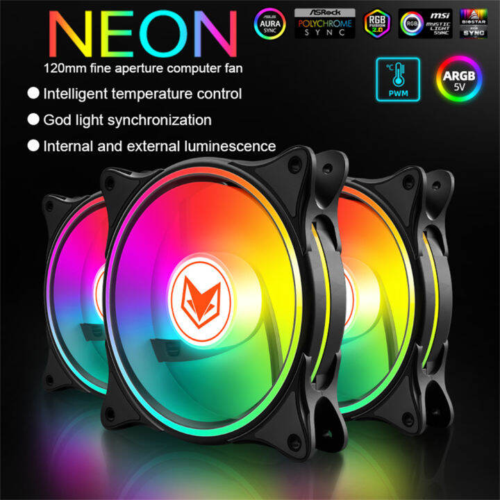 【Computer Accessories】Cool Moon Neon Argb Fan 12cm Chassis Cooling Fan ...