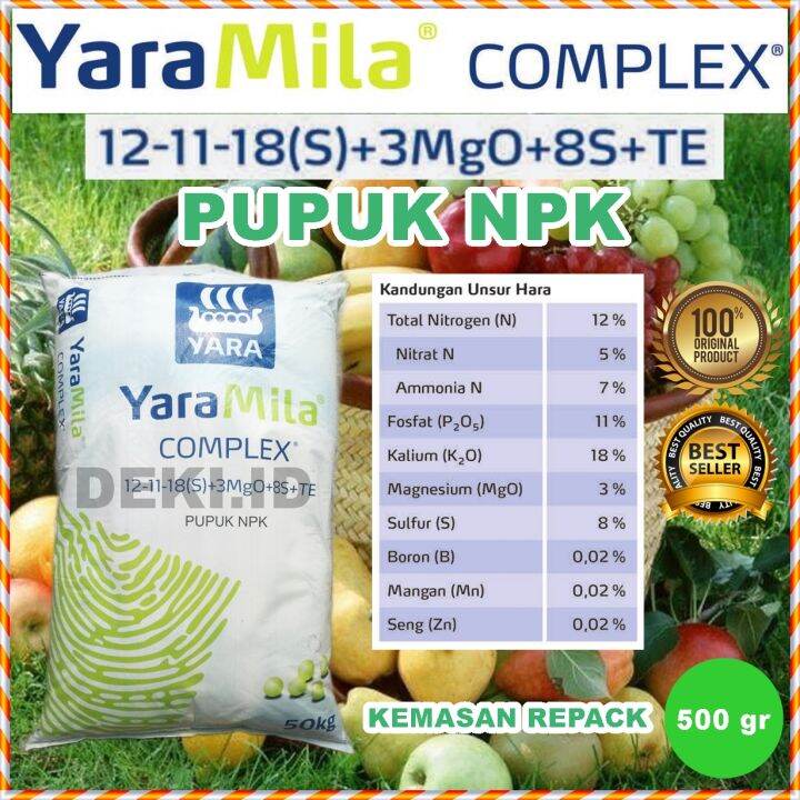 Pupuk NPK YaraMila 12 11 18 S Complex Yara Kompleks Plus Magnesium Sulfur Boron TE 500 gr Repack ...